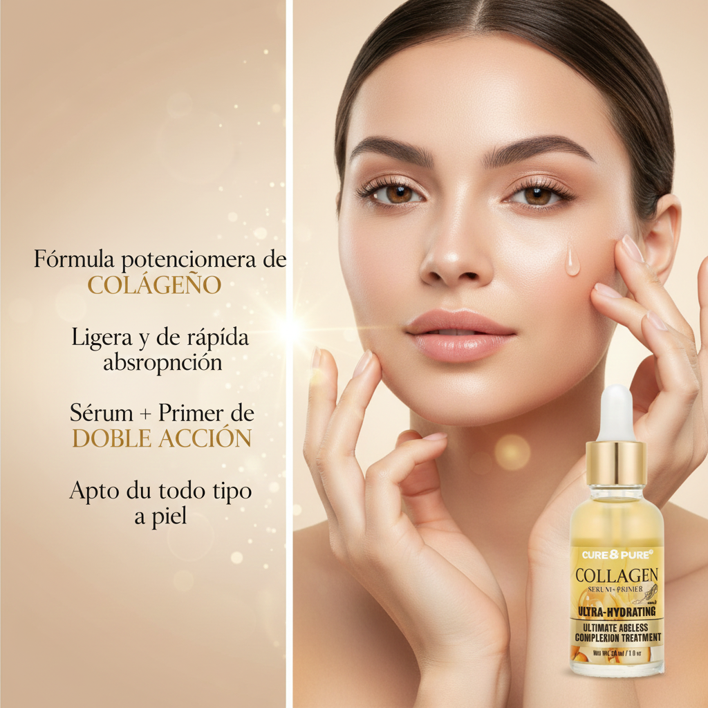 CURE & PURE Collagen Serum + Primer - Ultrahidratante • Brillo antieda ...